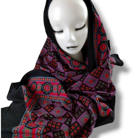 Fendi | Accessories | Fendi Silk Scarf Rectangle25 X 65 Textured Black ...